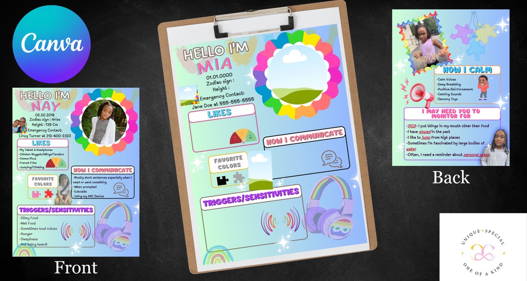 Editable Template | About Me Spectrum Friendly Document | Customize ...