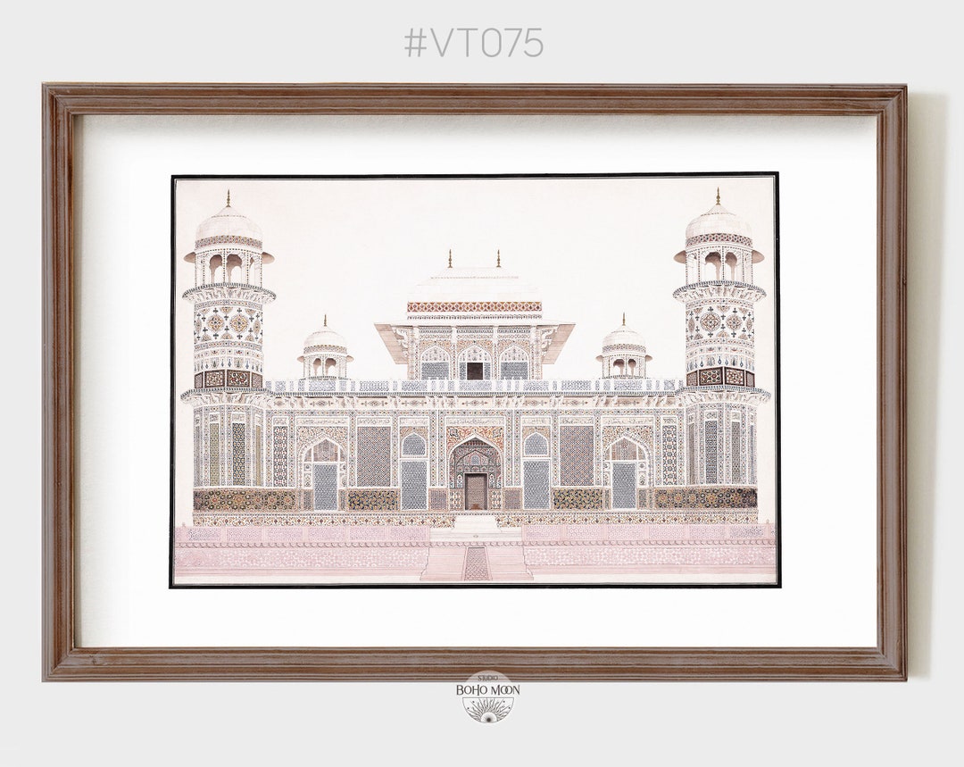 Printable Vintage Amber Fort Drawing, Jaipur Boho Decor, Indian ...