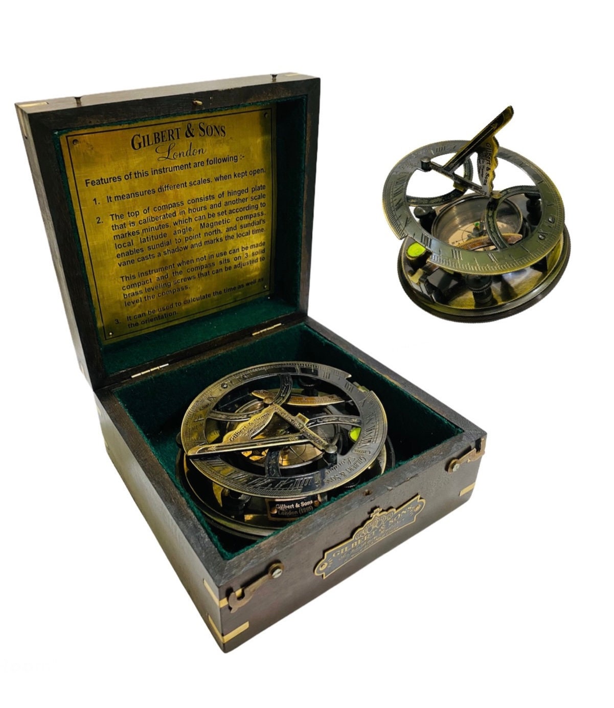 Antique Sundial Compass Mural