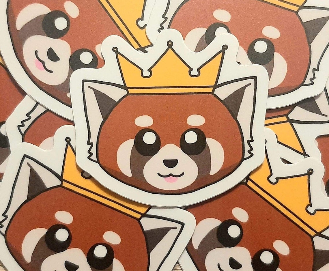 Red Panda Crown Matte Vinyl Sticker | Etsy