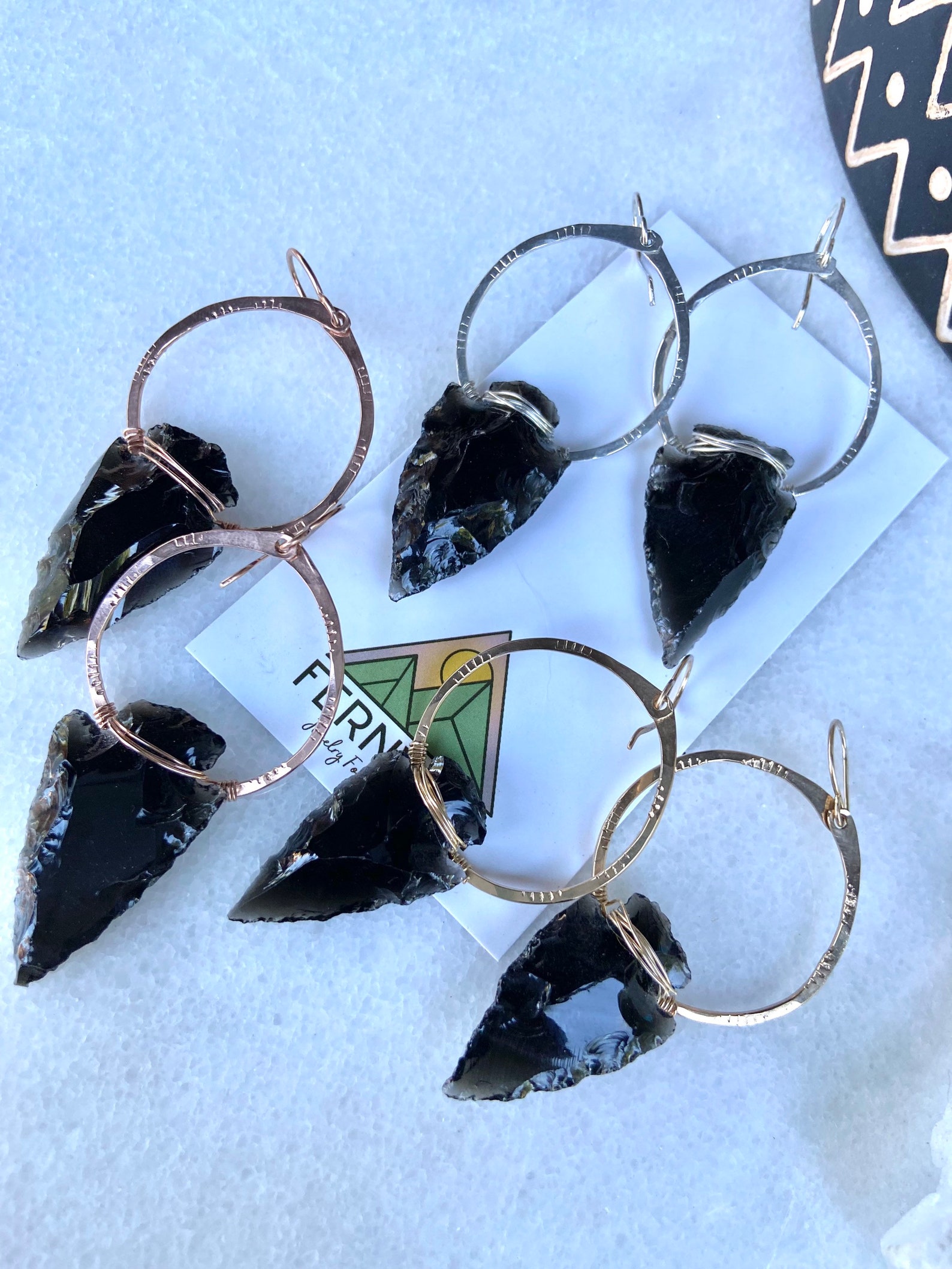 Obsidian Arrowhead Hoops 14k Gold Fill Sterling Silver - Etsy