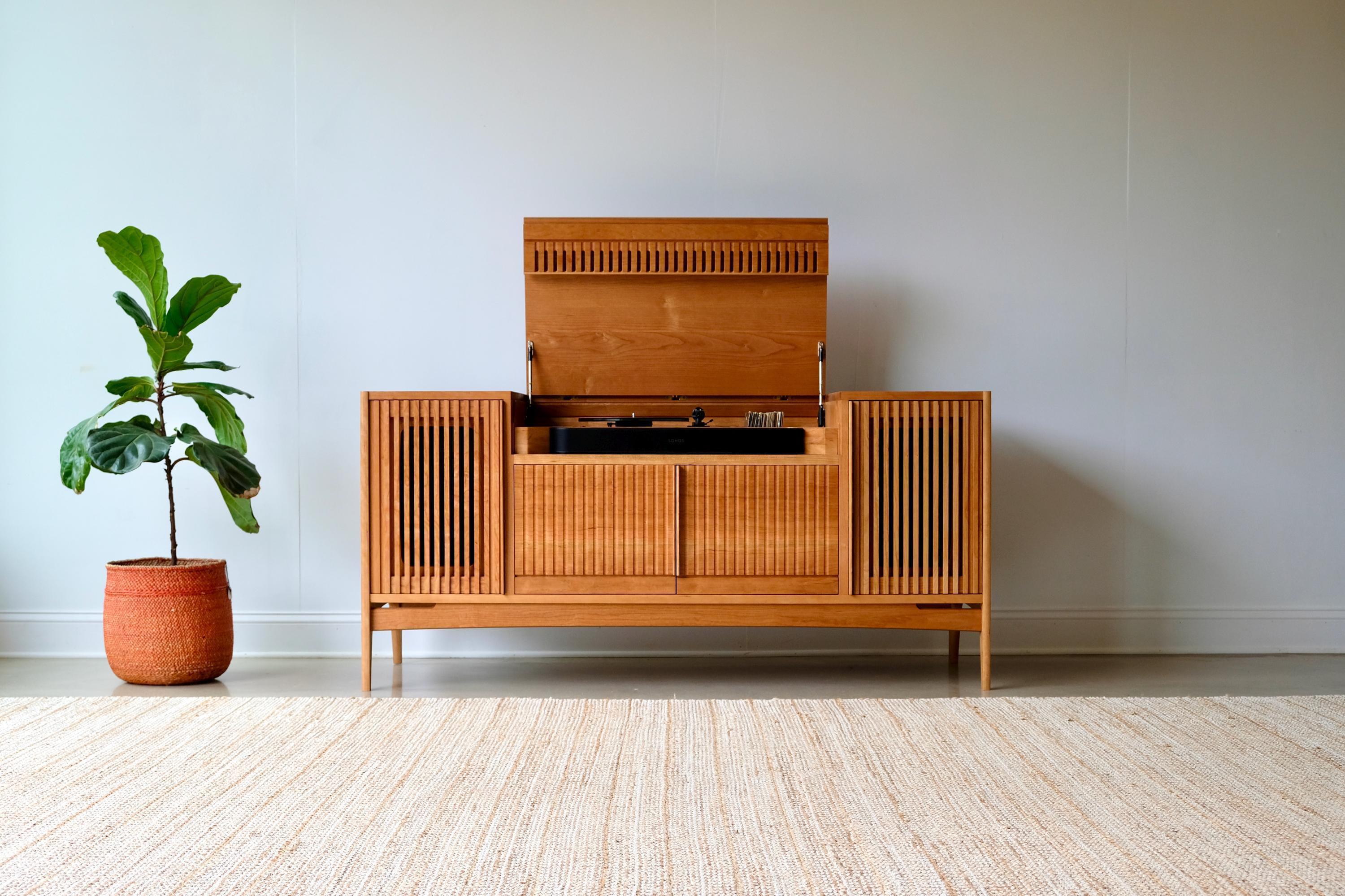 Custom Handmade Solid Wood Sonos-integrated Vinyl Record Console & TV ...