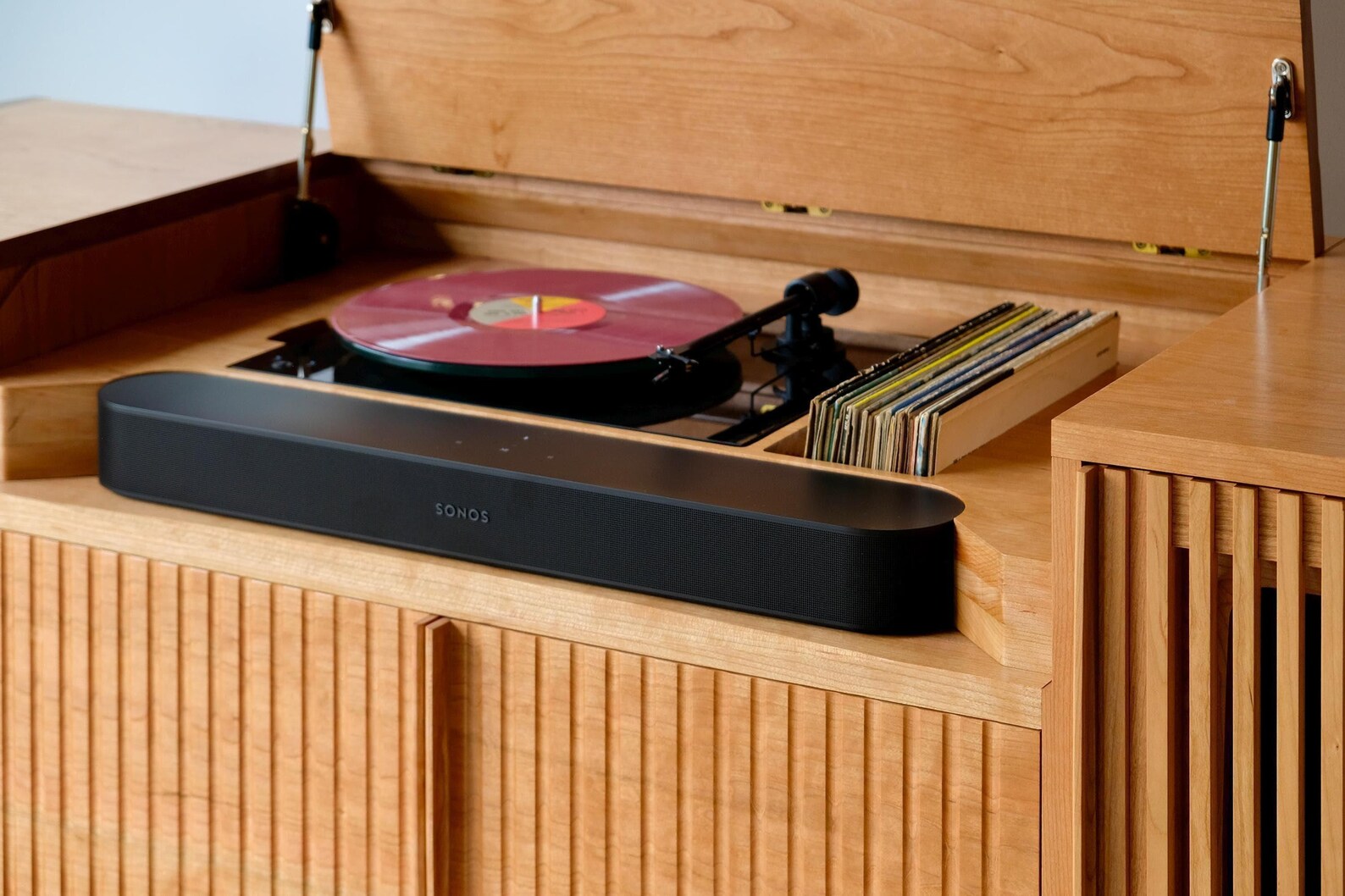 Custom Handmade Solid Wood Sonos-integrated Vinyl Record Console & TV ...