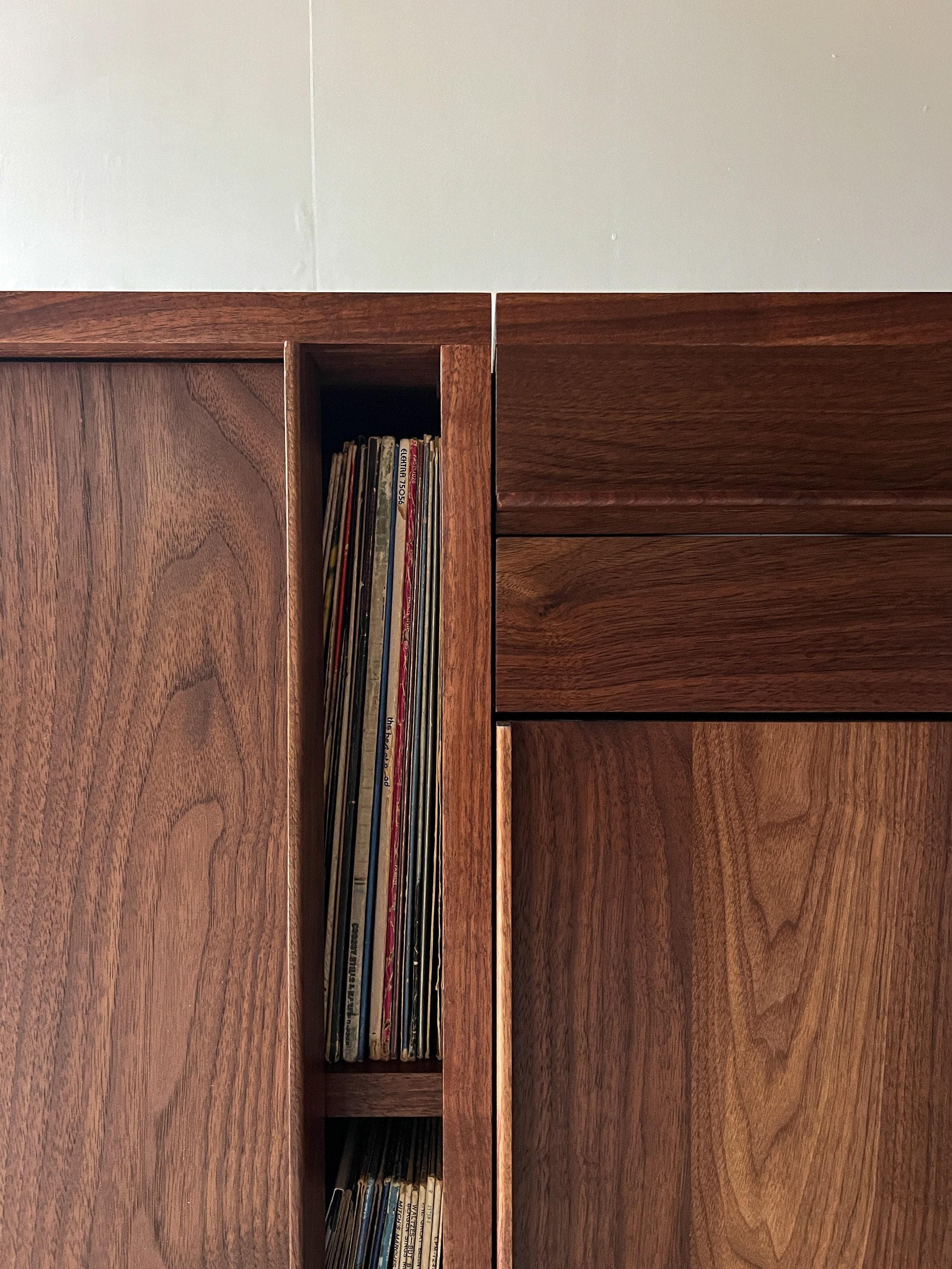Bespoke Solid Wood Record Cabinet, Custom Designed Mid Century Vinyl Storage Console, Turntable ...