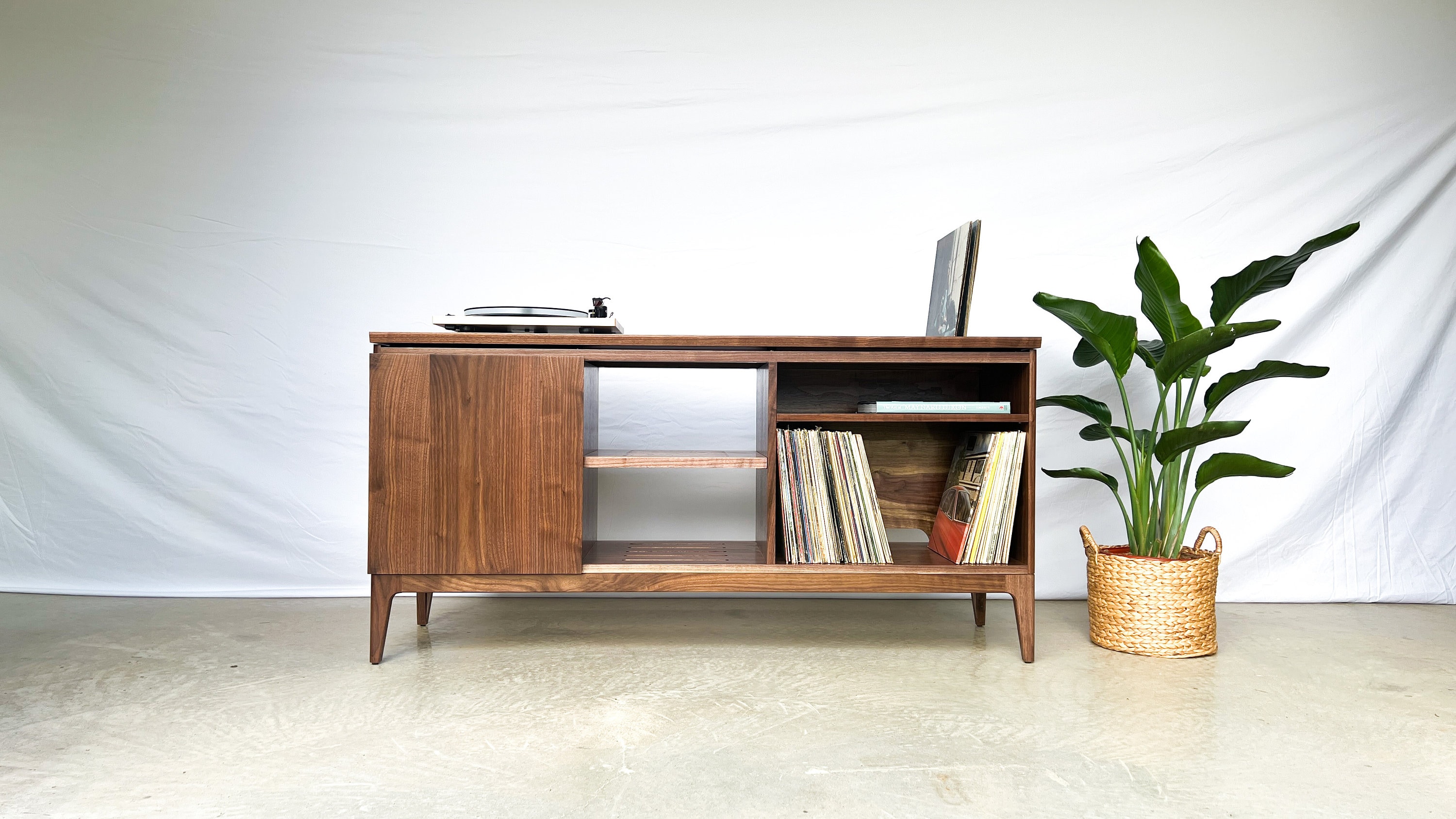 Solid Wood Modern Record & Vinyl Console - Etsy