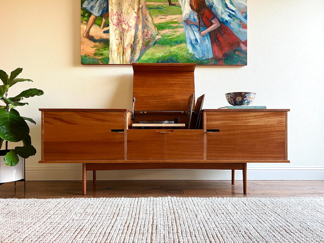 Luxury Solid Wood Record Console With Turntable Lid – Custom Handmade ...