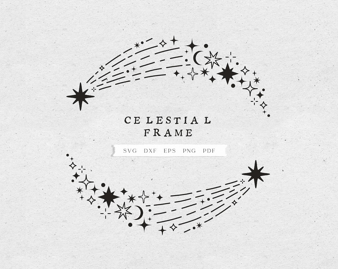 Celestial Moon and Stars Frame Svg, Celestial Circle Frame Svg Files for Cricut, Mystical Frame ...