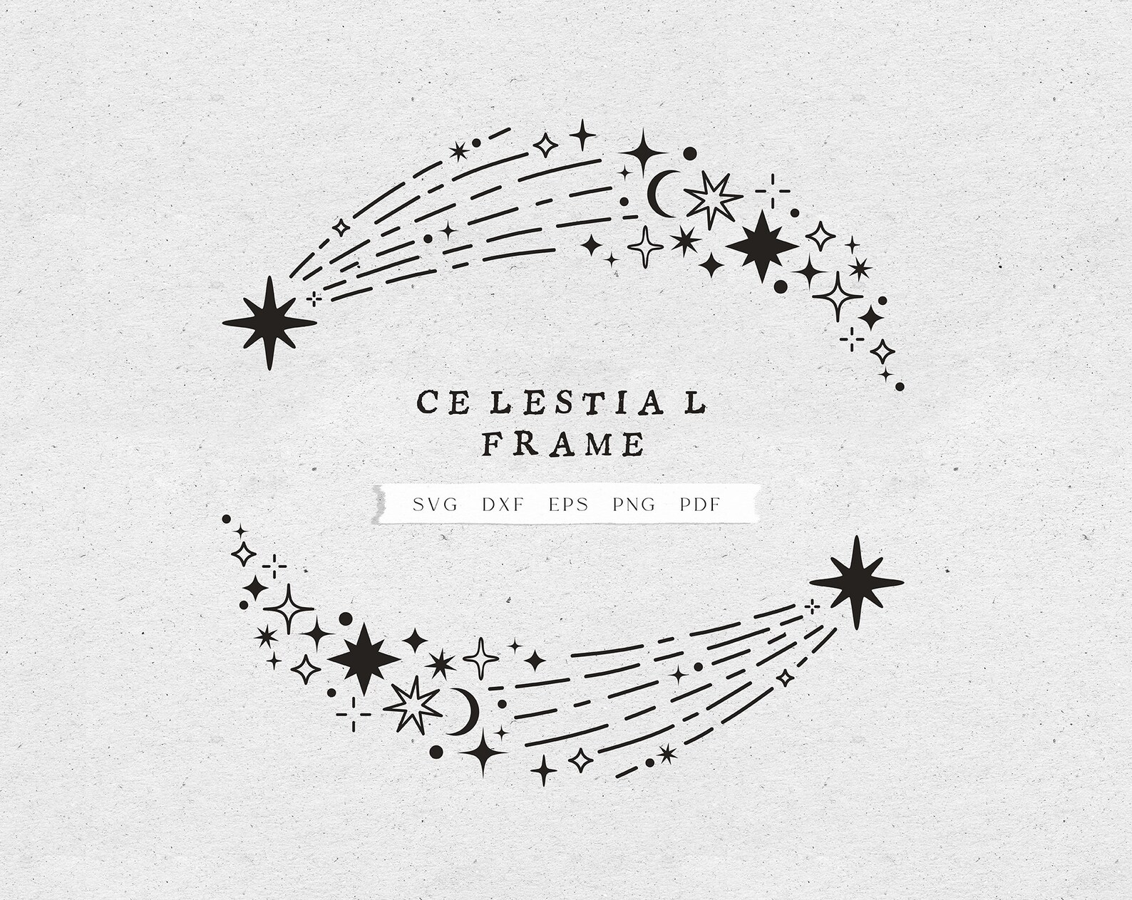 Celestial Moon and Stars Frame Svg, Celestial Circle Frame Svg Files ...