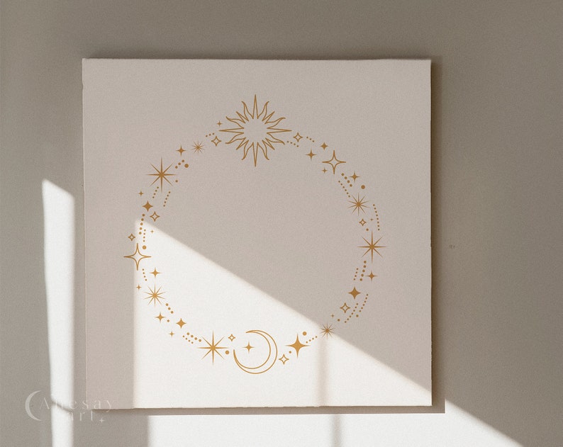 Sun and Moon Circle Frame SVG, Celestial Frame Svg Files for Cricut ...