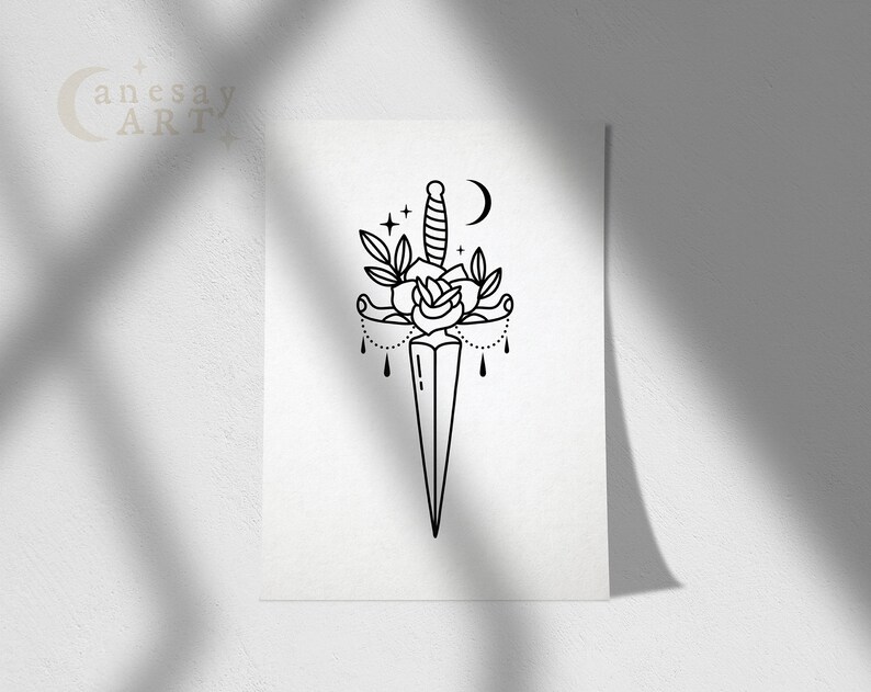 Witchy Sword Svg Floral Dagger Svg File for Cricut Celestial - Etsy