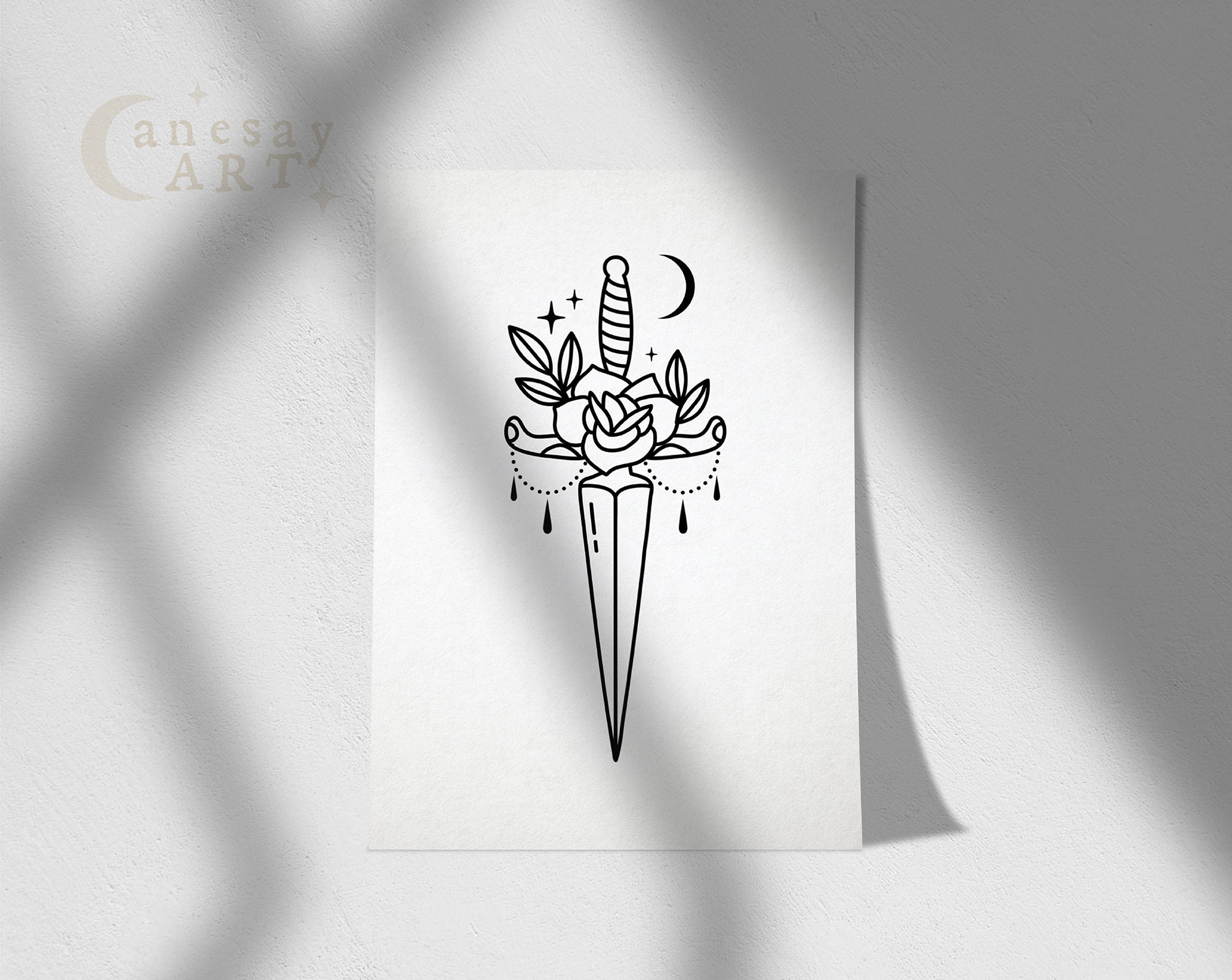 Witchy sword svg Floral dagger svg file for cricut Celestial | Etsy