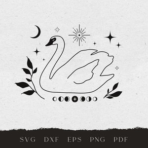 Celestial Swan Svg, Celestial Wedding Clipart Printable, Magic Swan ...