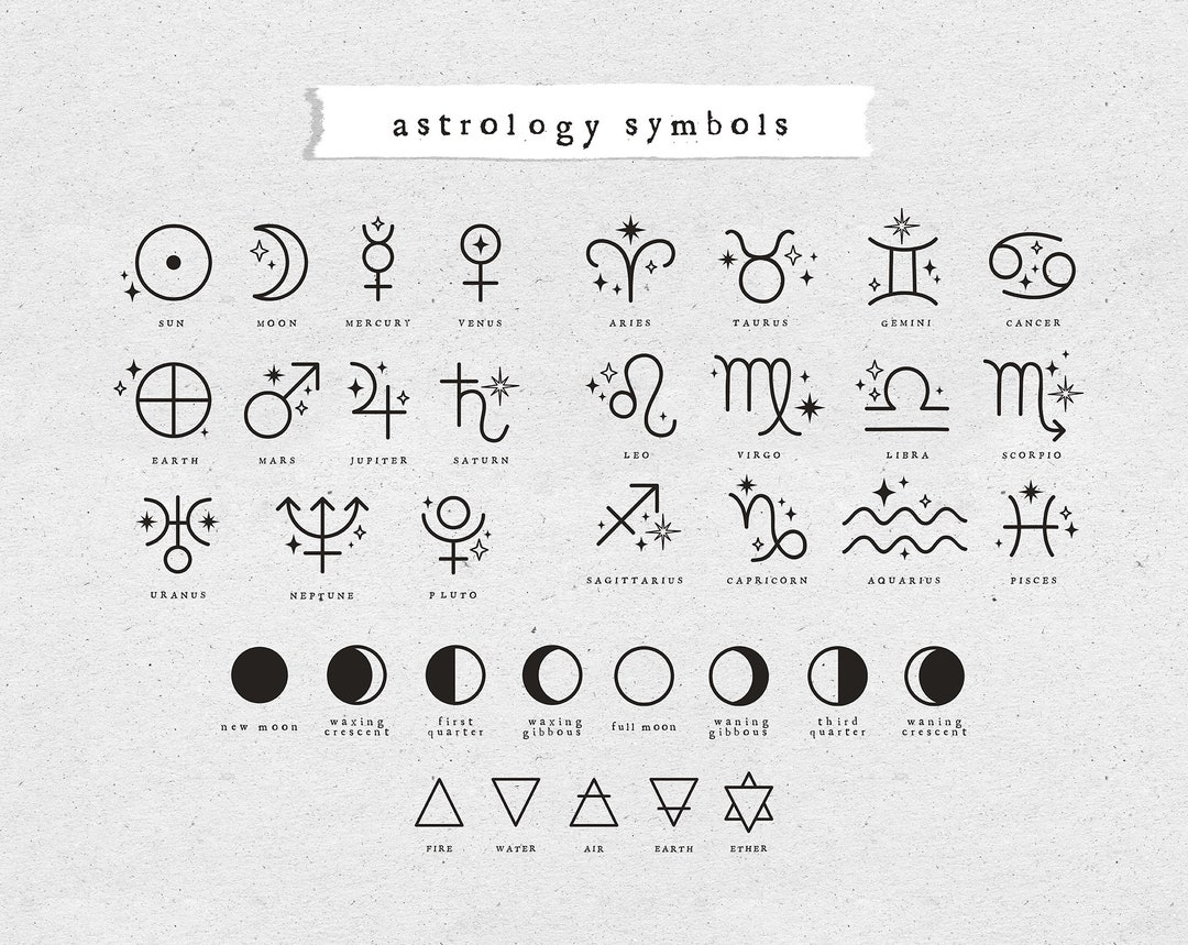 Celestial Astrology Zodiac Symbols SVG Moon Phases Svg Files - Etsy ...