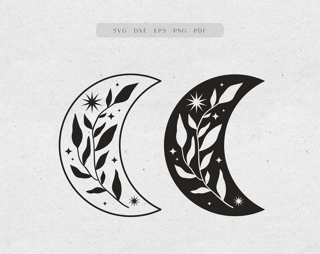 Floral Moon SVG, Boho Moon Phase Svg File for CRICUT, Magical Moon PNG ...