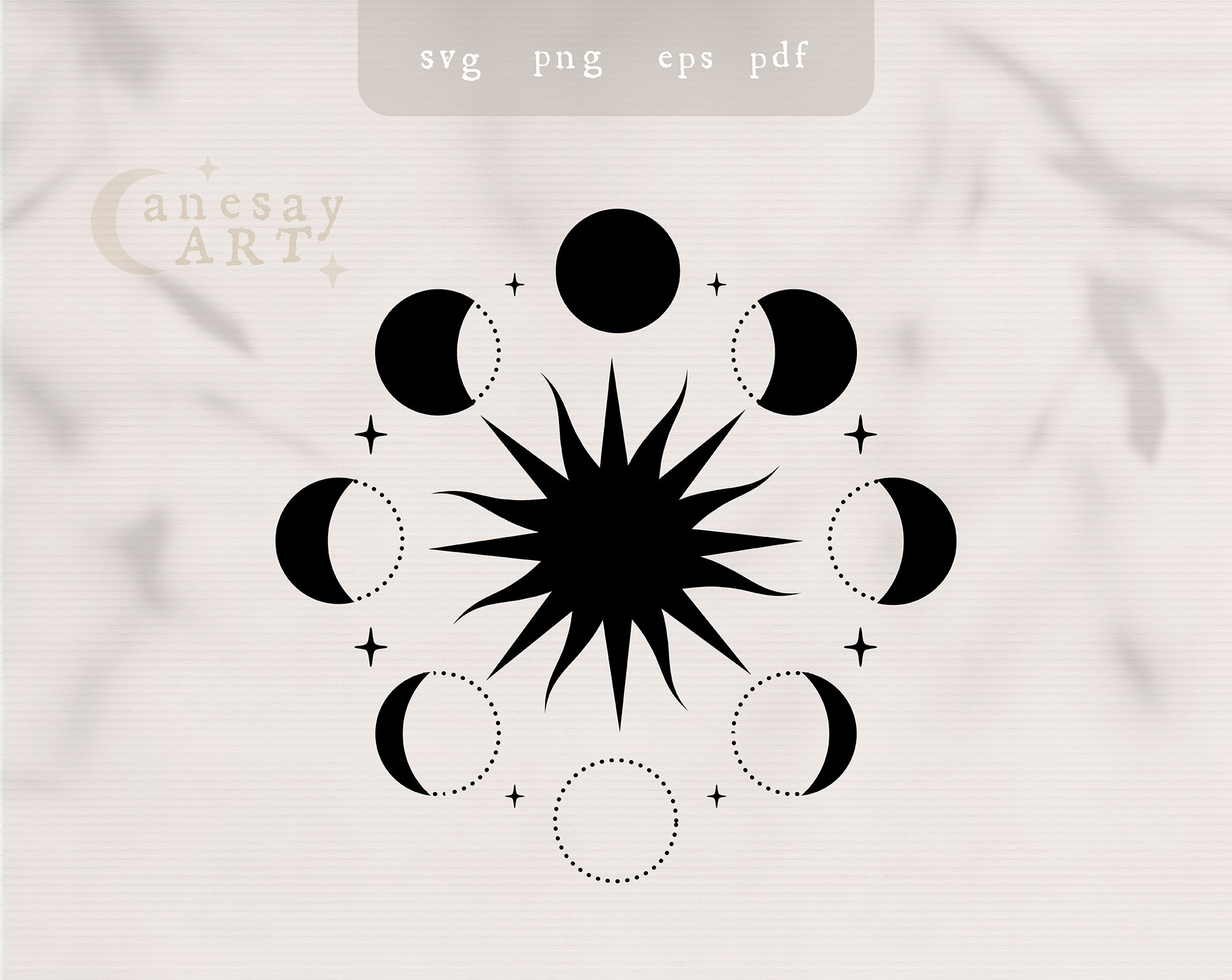 Moon Phases Svg Celestial Wheel of Fortune Sun and Moon Svg File for ...