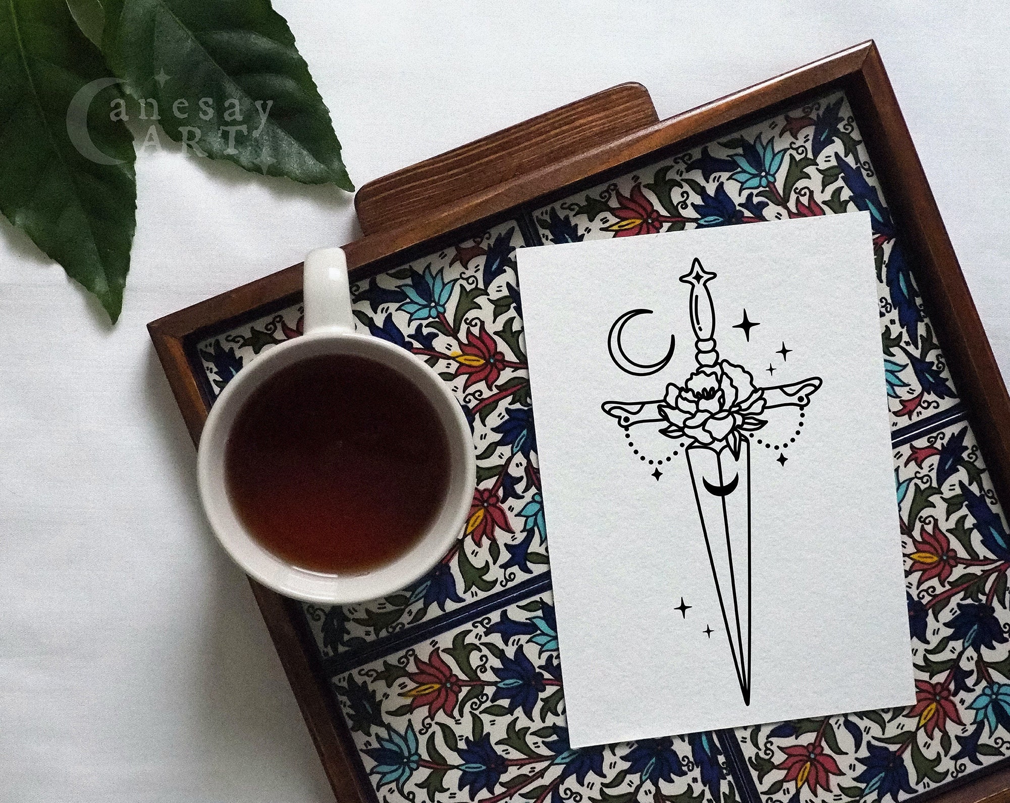 Celestial Sword Tattoo SVG Mystical Dagger Svg File for - Etsy