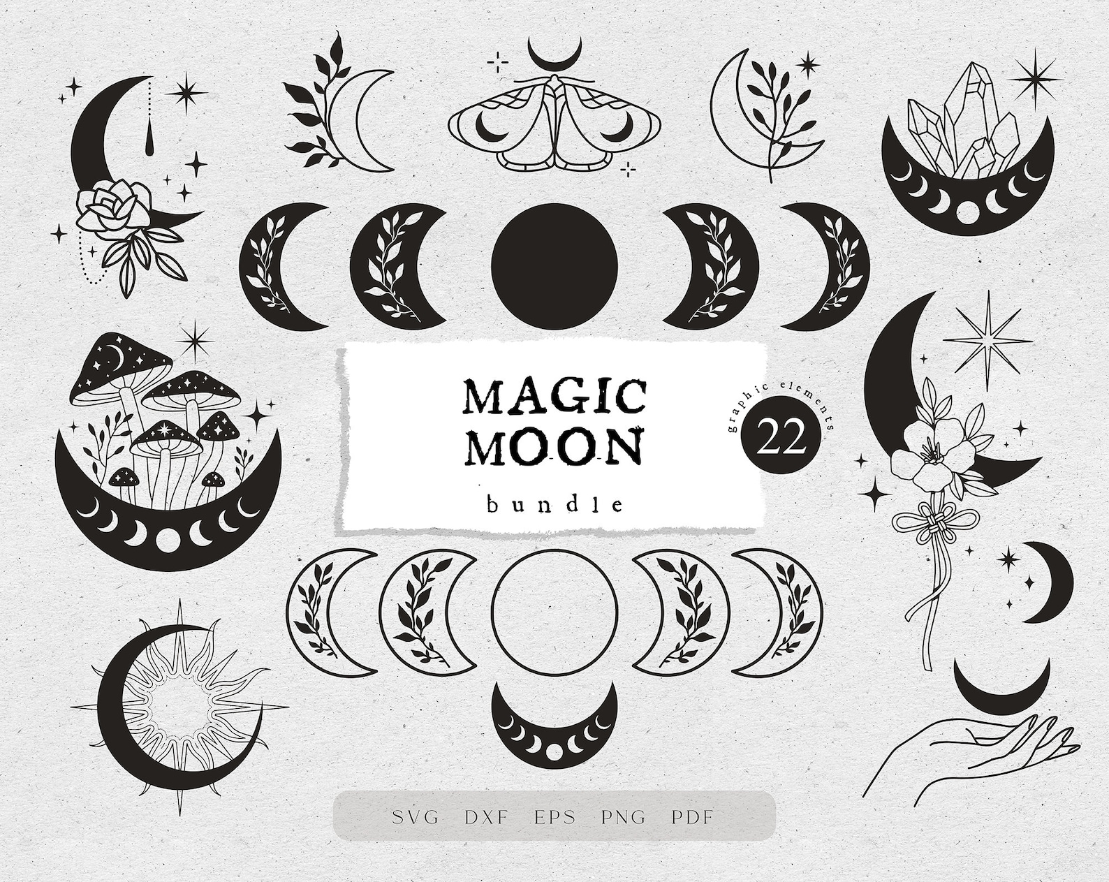 Moon Svg Bundle Boho Moon Phases Svg Floral Moon Svg File - Etsy