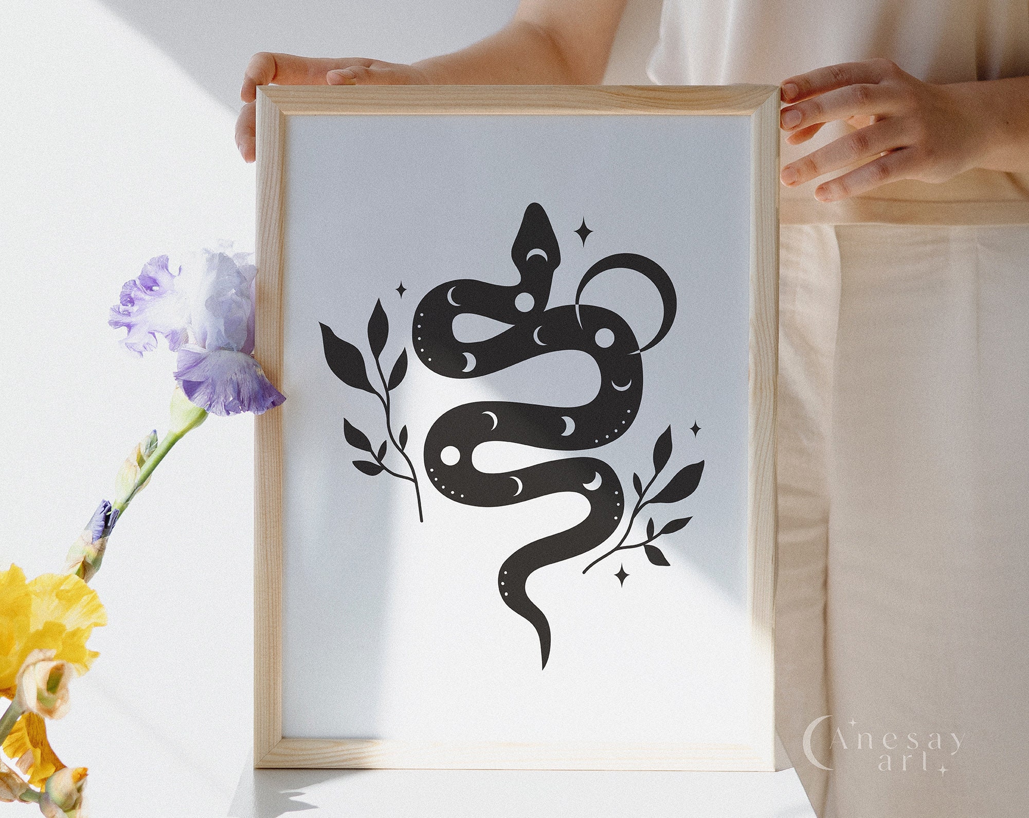 Celestial Snake SVG Moon Phases Snake Svg File for CRICUT Boho - Etsy