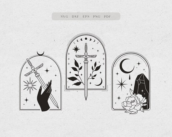 Celestial Premade Logo Boho Dagger Arch Svg File for Cricut - Etsy