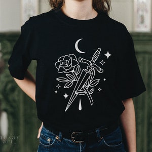 Celestial Dagger With Rose SVG, Valentines Day Sword Svg, Celestial ...