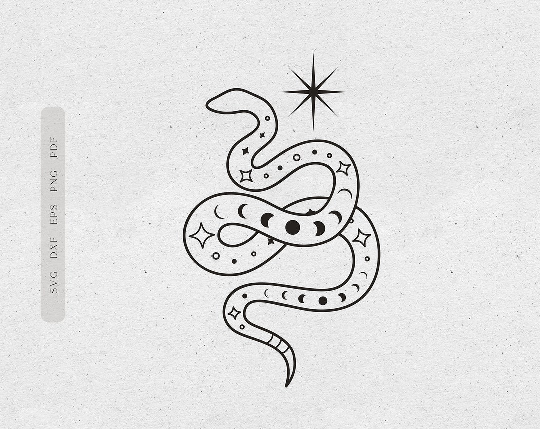 Moon Phases Snake Svg, Mystical Snake Clipart Png, Witchy Serpent Svg ...