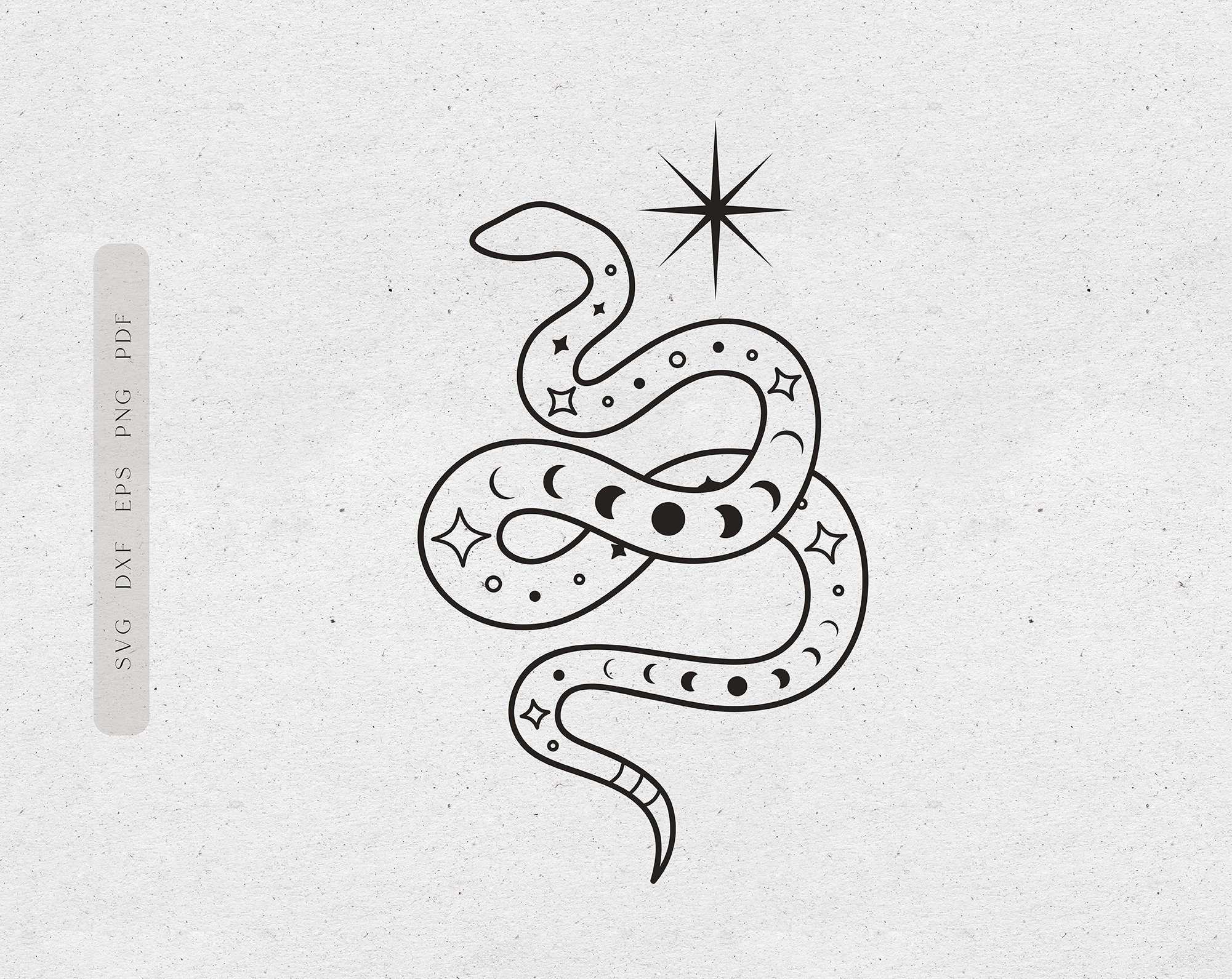 Moon Phases Snake Svg, Mystical Snake Clipart Png, Witchy Serpent Svg ...