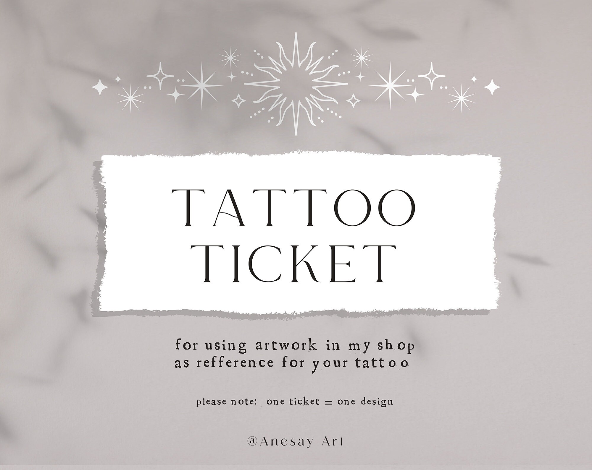 Tattoo Ticket - Single Tattoo From Anesayart Shop - Etsy