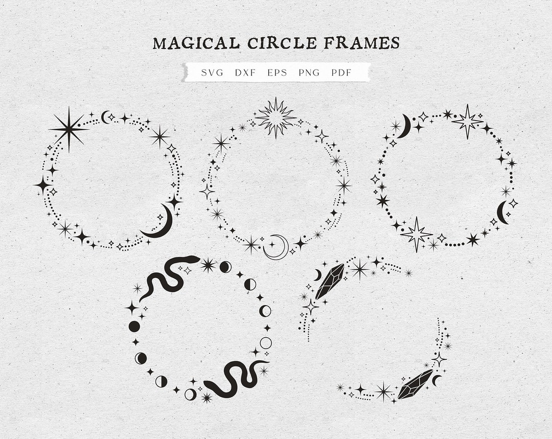 Celestial Circle Frame SVG, Moon and Stars Magical Frame CLIPART ...