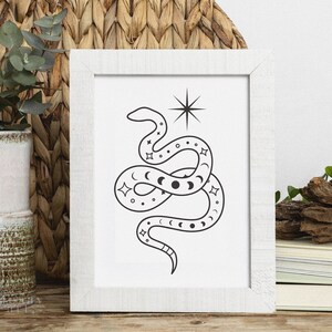 Moon Phases Snake Svg, Mystical Snake Clipart Png, Witchy Serpent Svg ...