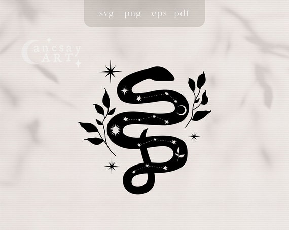 Floral Snake Svg Celestial Snake Svg File for Cricut Boho | Etsy