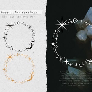 Celestial Circle Frame SVG, Moon and Stars Magical Frame CLIPART ...