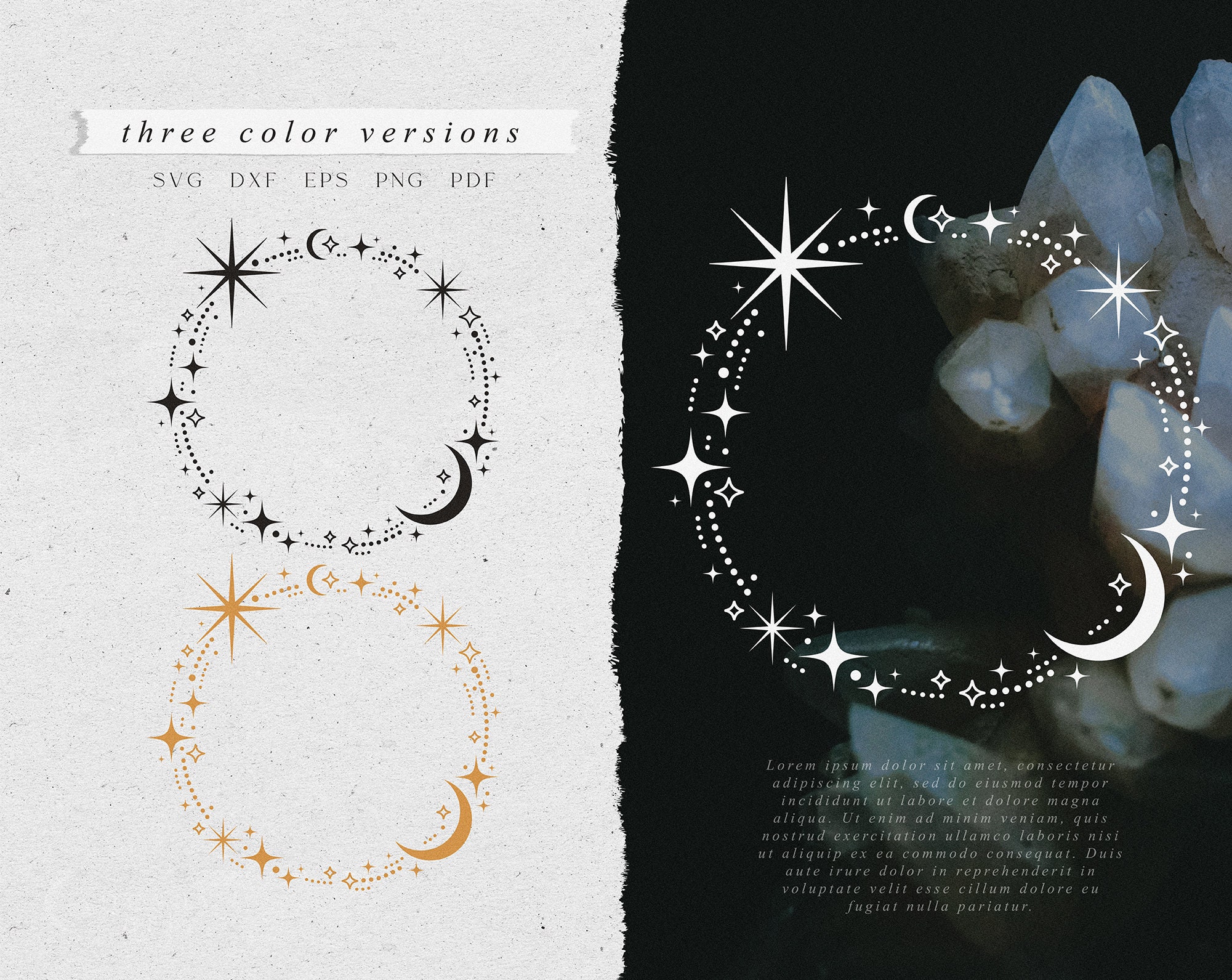 Celestial Circle Frame SVG, Moon and Stars Magical Frame CLIPART, Celestial Wedding Frame ...