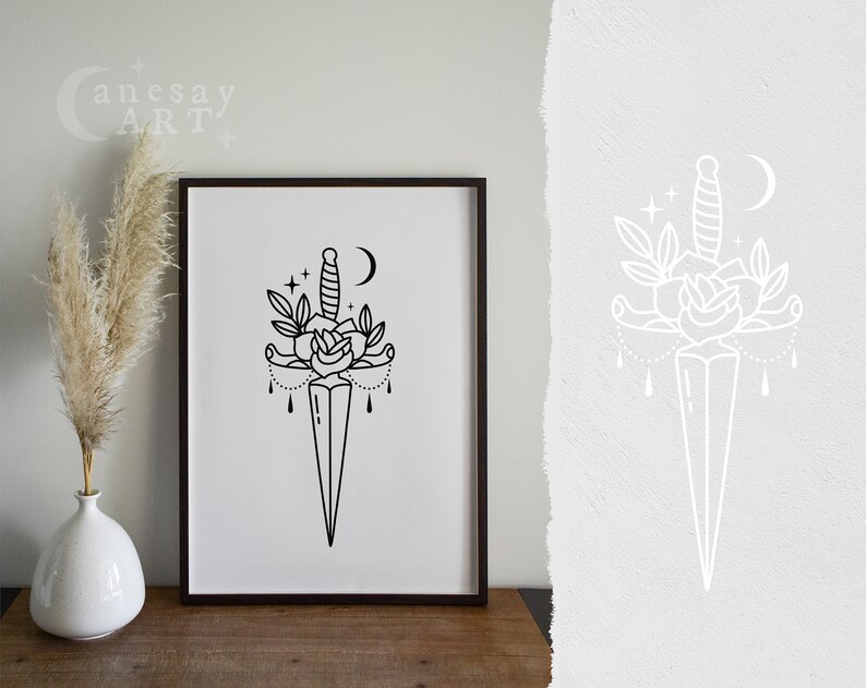 Witchy Sword Svg Floral Dagger Svg File for Cricut Celestial - Etsy