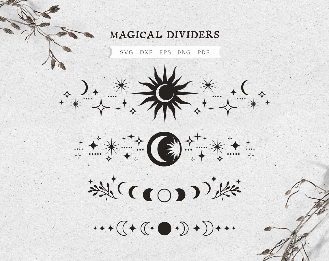 Celestial Frame SVG, Magical Divider Svg Files for Cricut, Celestial ...