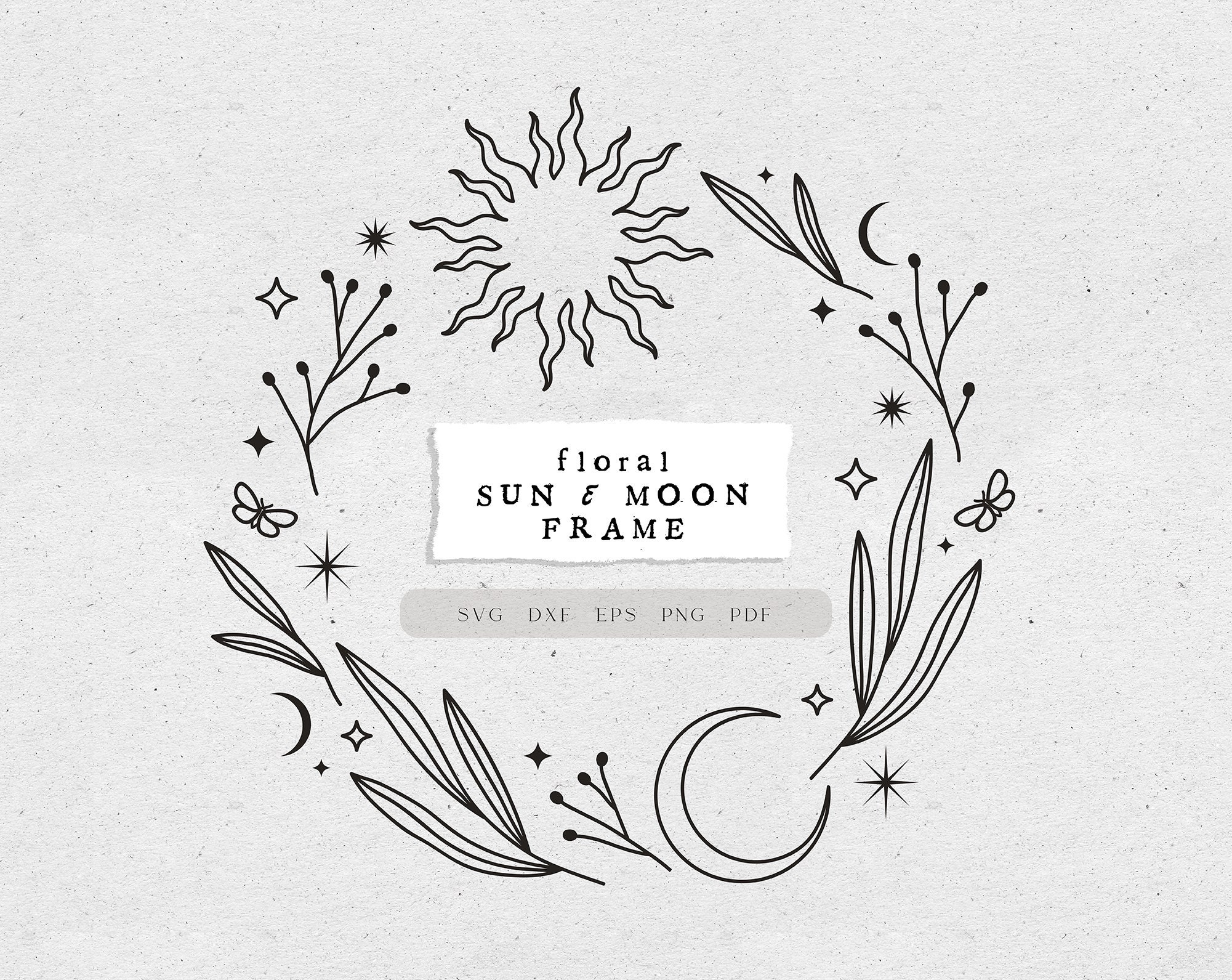 Floral Sun and Moon Circle Frame SVG Celestial Frame Svg - Etsy