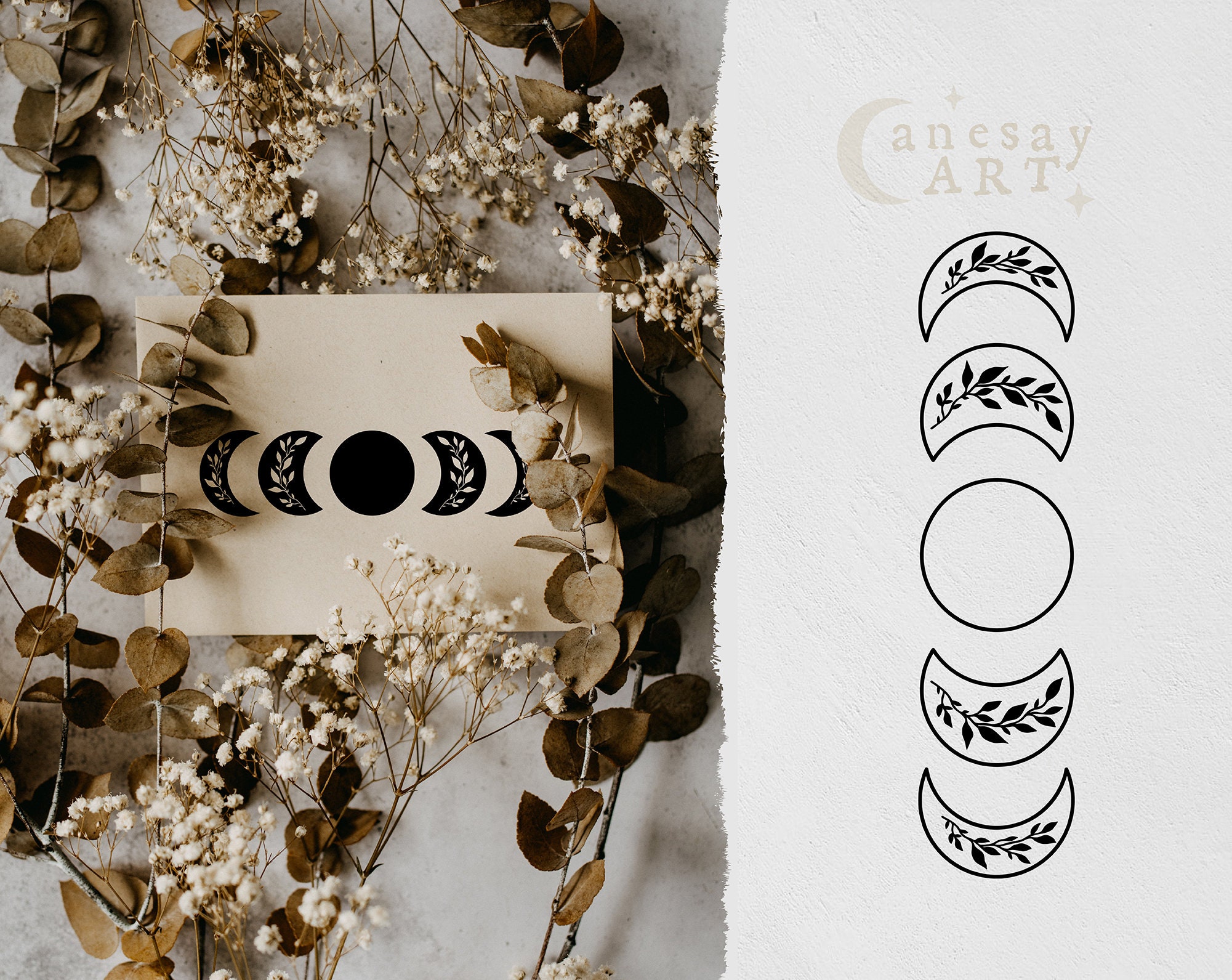 Moon Svg Bundle Boho Moon Phases Svg Floral Moon Svg File - Etsy