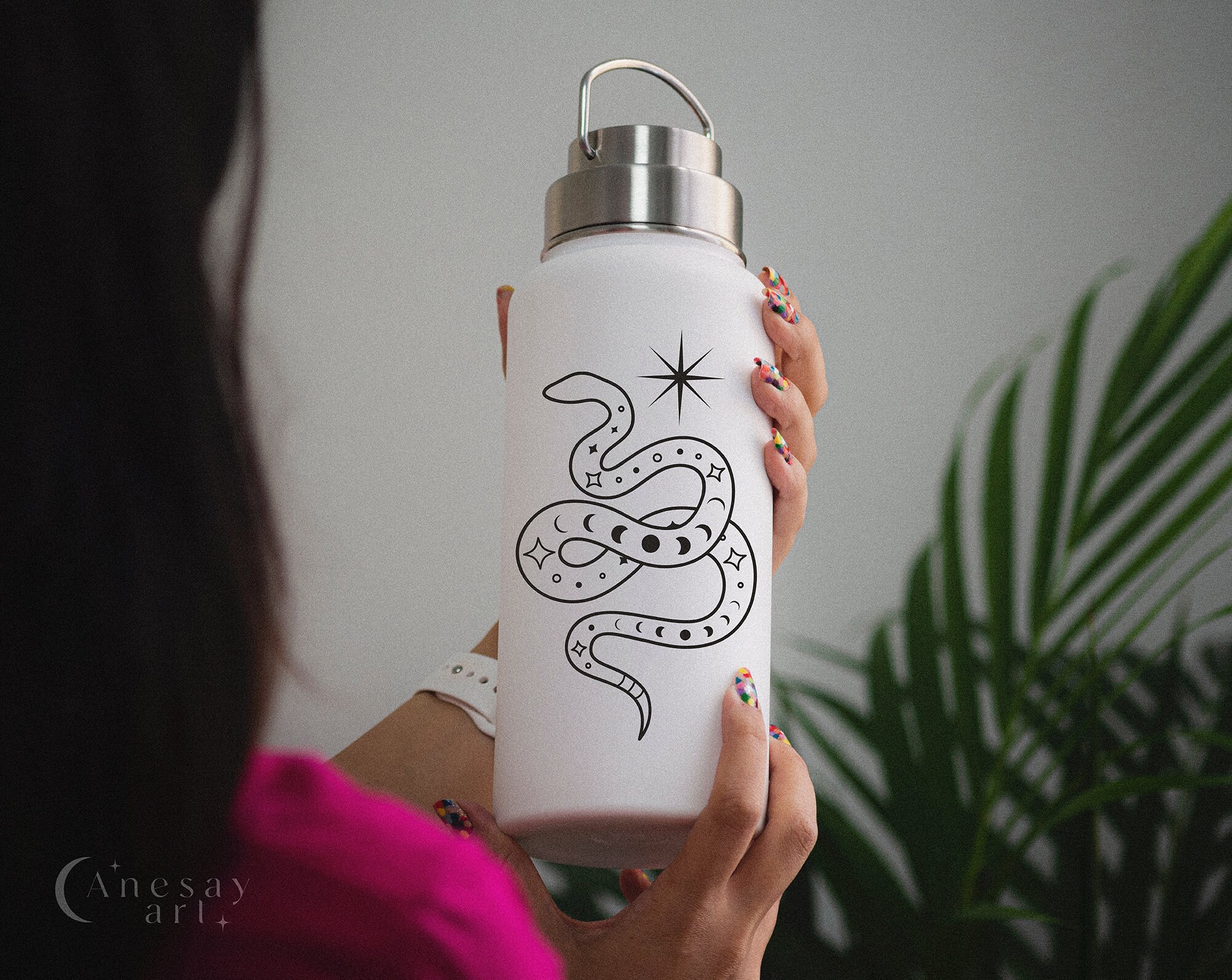 Moon Phases Snake Svg, Mystical Snake Clipart Png, Witchy Serpent Svg ...