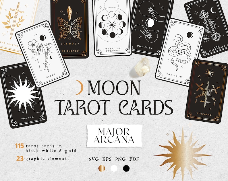 Moon Tarot Cards SVG Printable Celestial Tarot Svg Unique - Etsy
