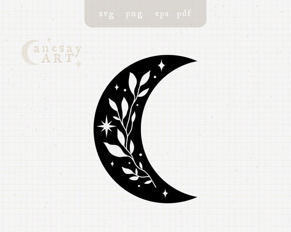 Floral Moon Svg Boho Moon Phase Svg Celestial Moon Clipart - Etsy Finland