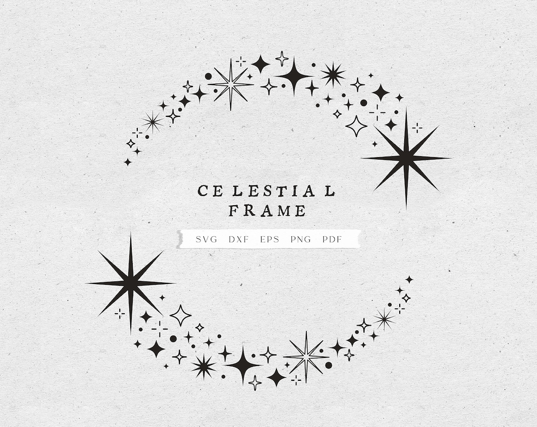 Celestial Circle Frame SVG, Printable Celestial Wedding PNG, Celestial ...