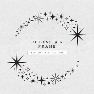 Celestial Circle Frame SVG, Printable Celestial Wedding PNG, Celestial ...