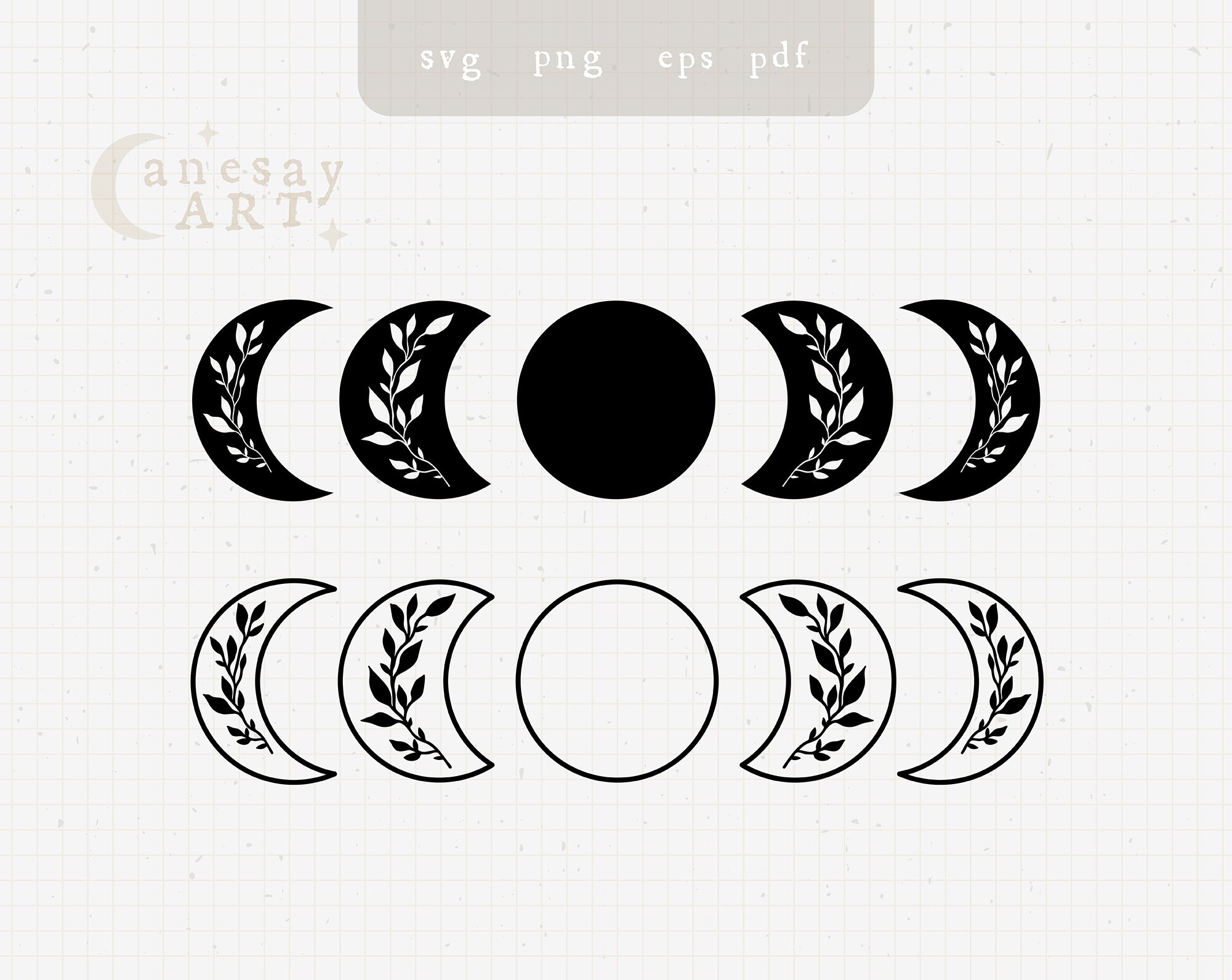 Moon phase svg Floral moon svg Celestial svg File for cricut Boho ...