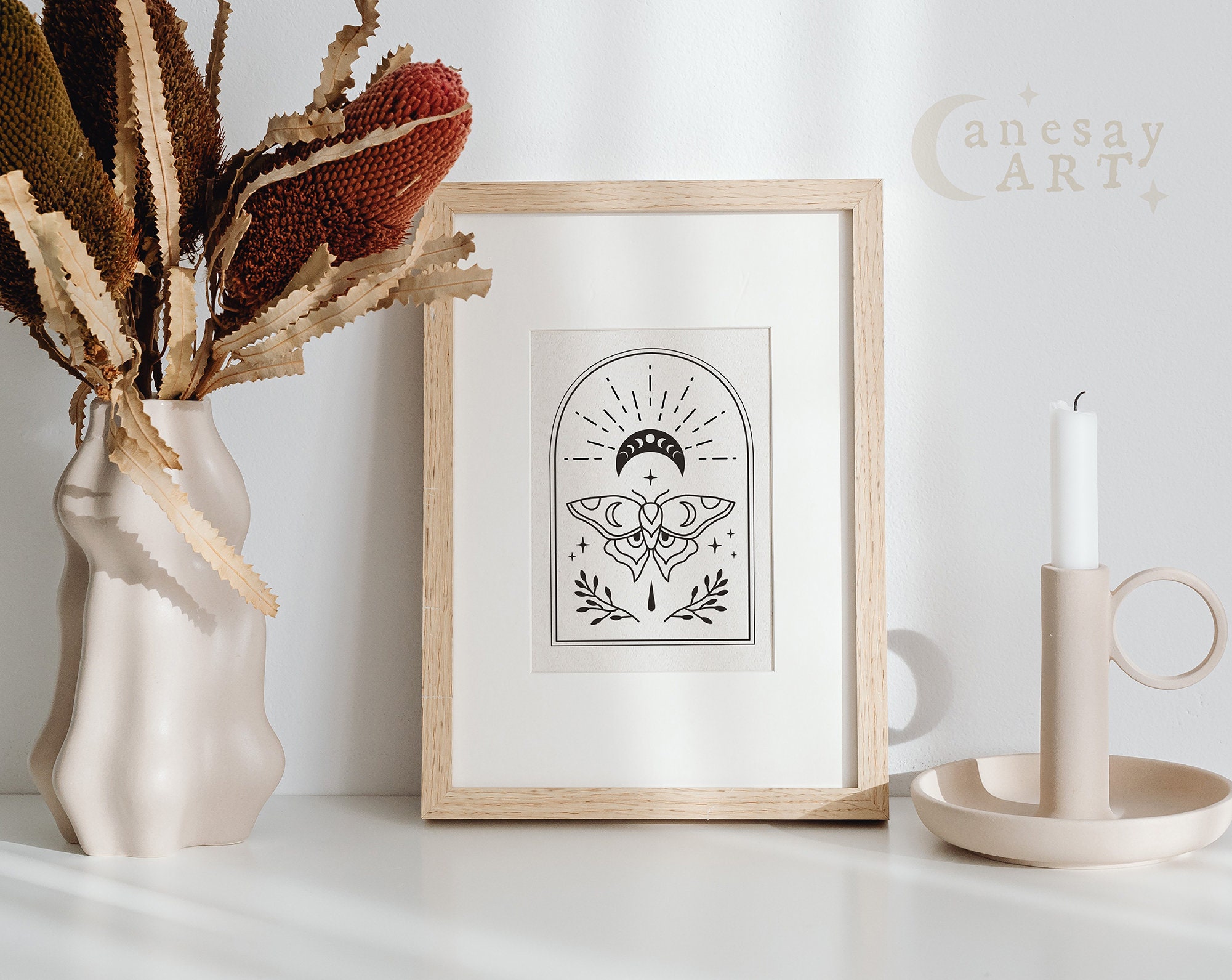 Boho Frame Clipart Celestial Butterfly and Moon Svg Boho - Etsy