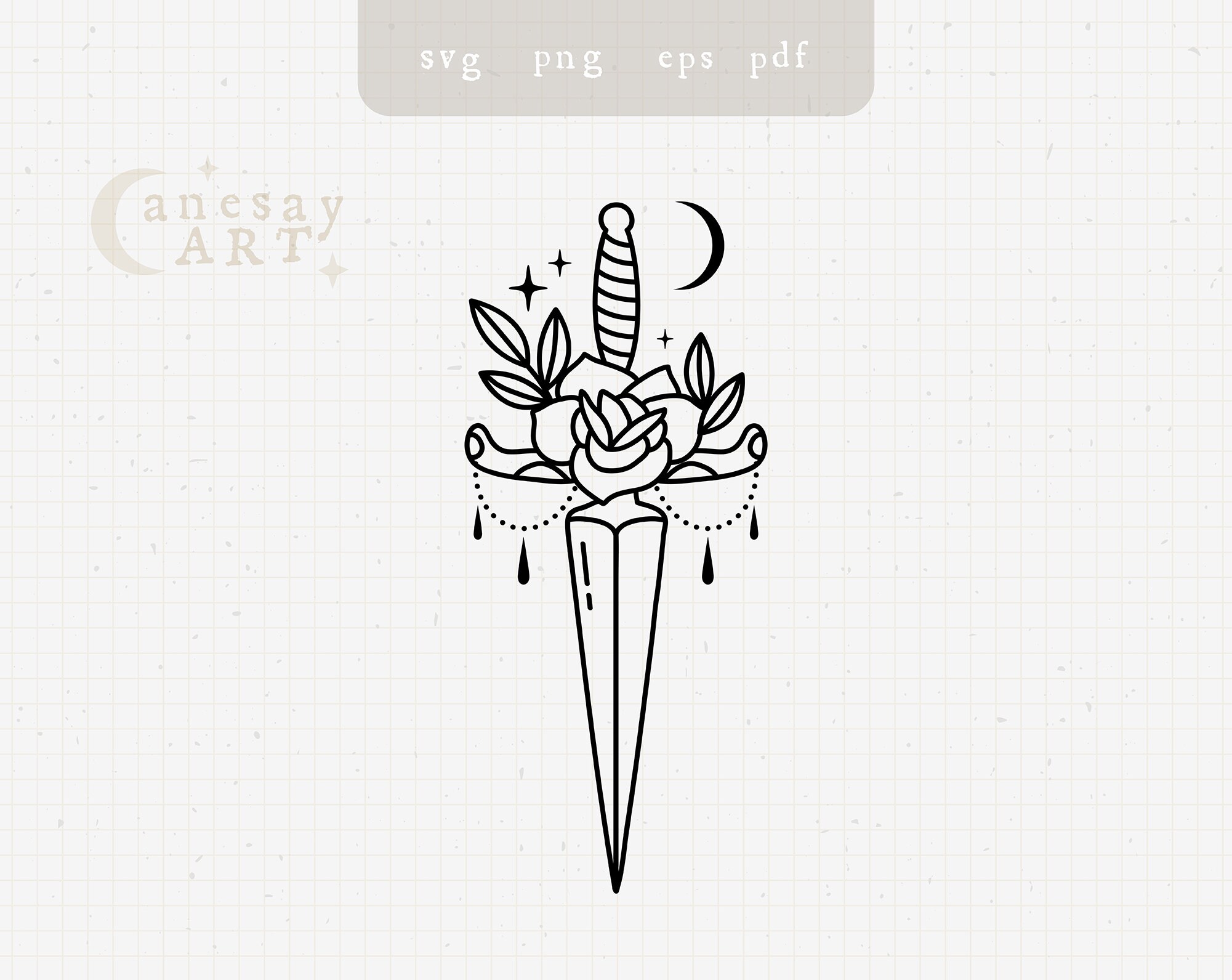 Witchy Sword Svg Floral Dagger Svg File for Cricut Celestial - Etsy