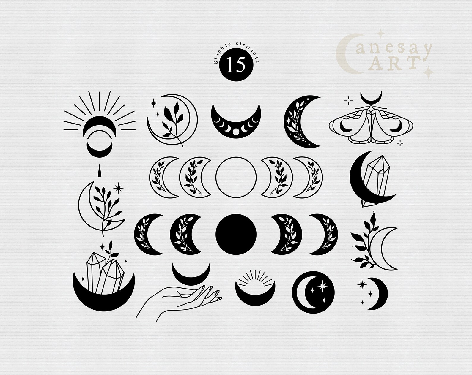 Moon Svg Bundle Boho Moon Phases Svg Floral Moon Svg File | Etsy Canada