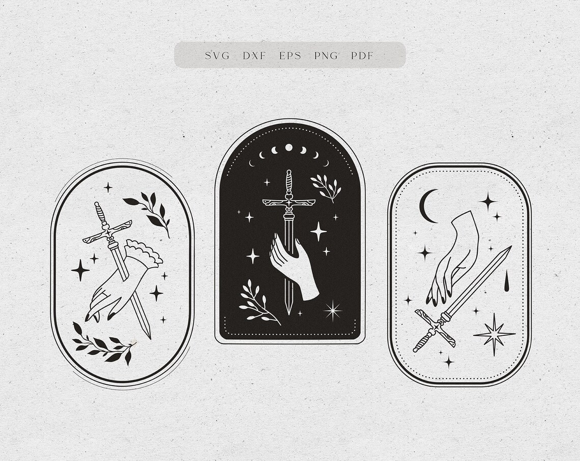 Witchy Premade Logo Svg Celestial Dagger Clipart Png - Etsy