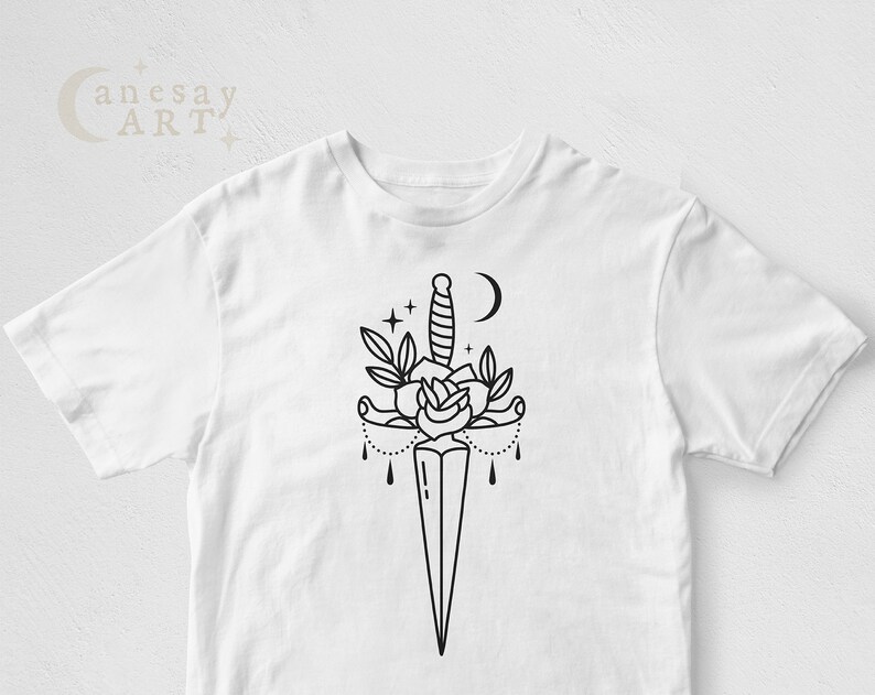 Witchy Sword Svg Floral Dagger Svg File for Cricut Celestial - Etsy