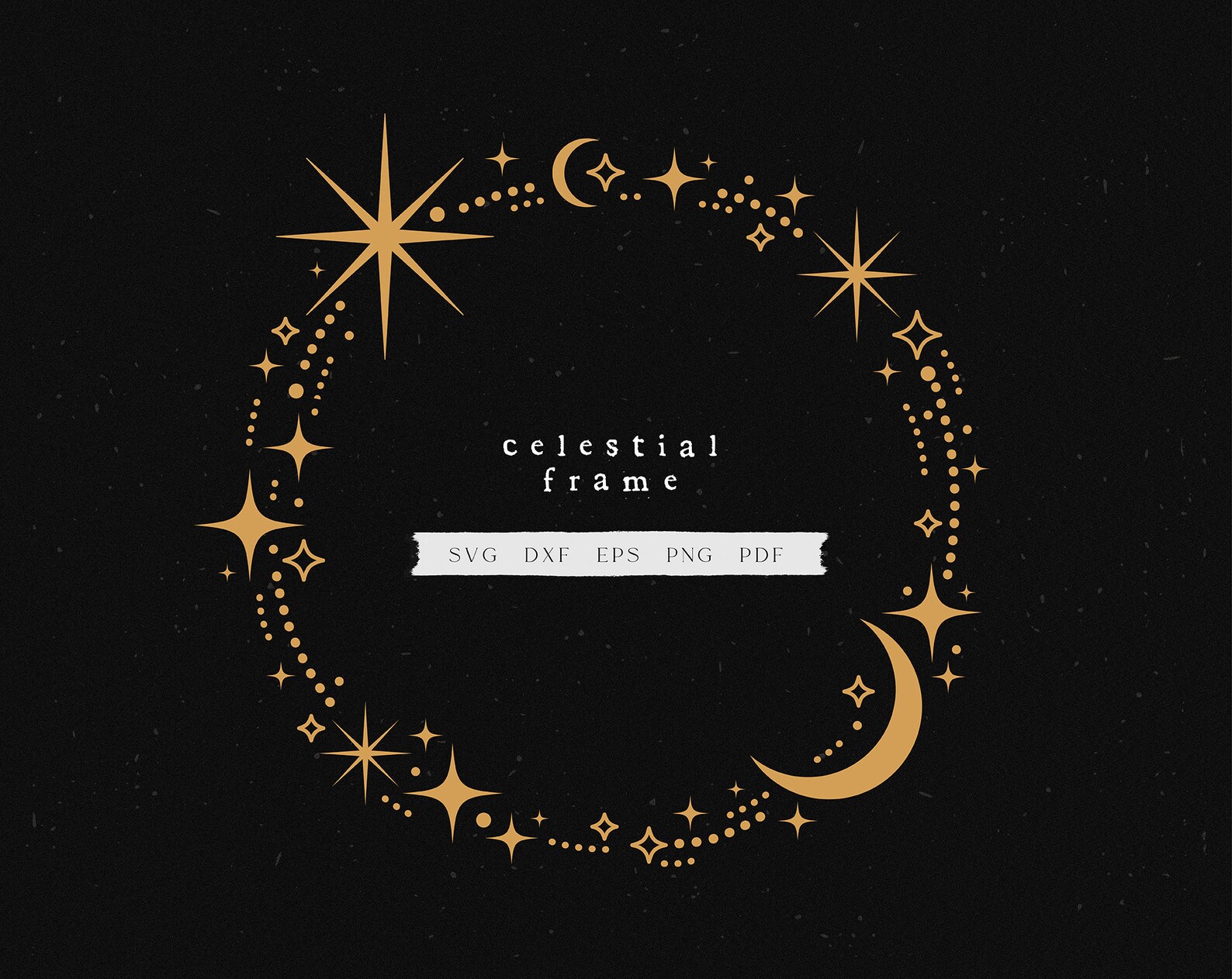 Celestial Circle Frame SVG Moon and Stars Magical Frame - Etsy