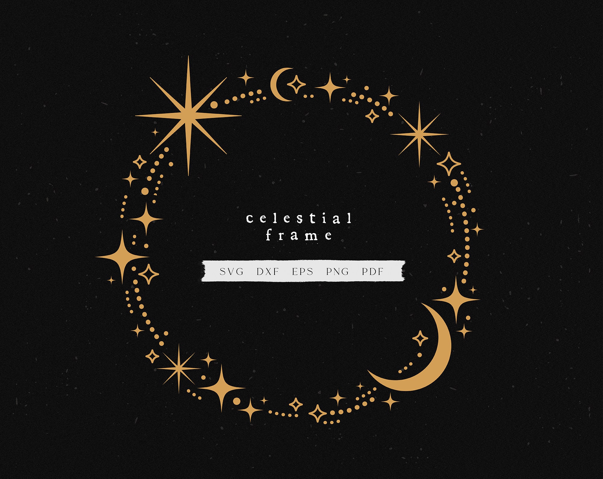 Celestial Circle Frame SVG Moon and Stars Magical Frame - Etsy UK