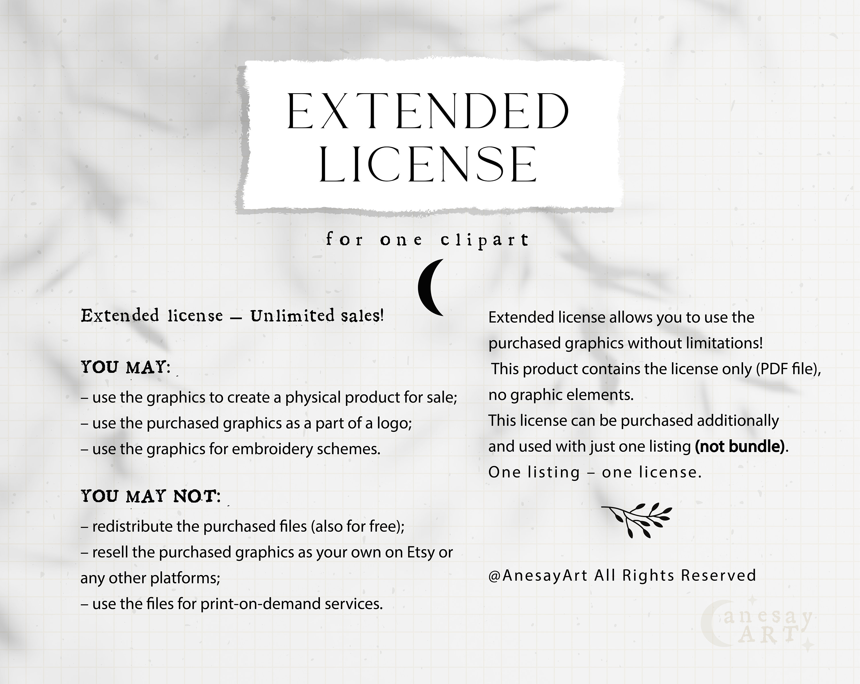 Extended License for One Clipart Commercial Use Celestial Extended ...